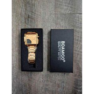 Accessories | Boamigo Big Square Dial Chronograph Stainless Steel Watch ...